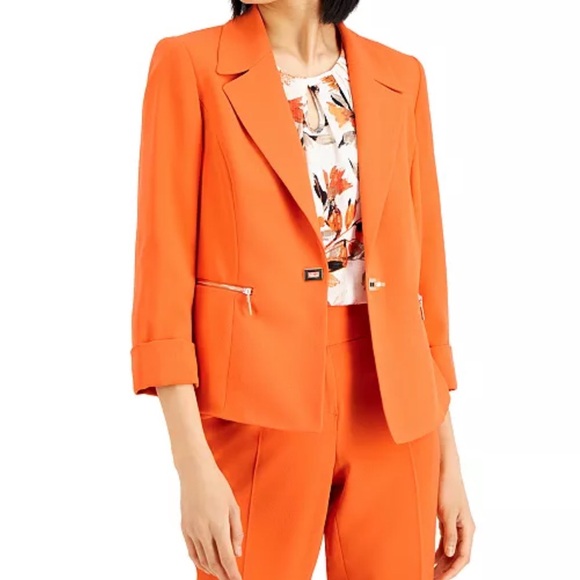 Kasper | Jackets & Coats | Kasper Orange Blazer With Notched Lapels And ...